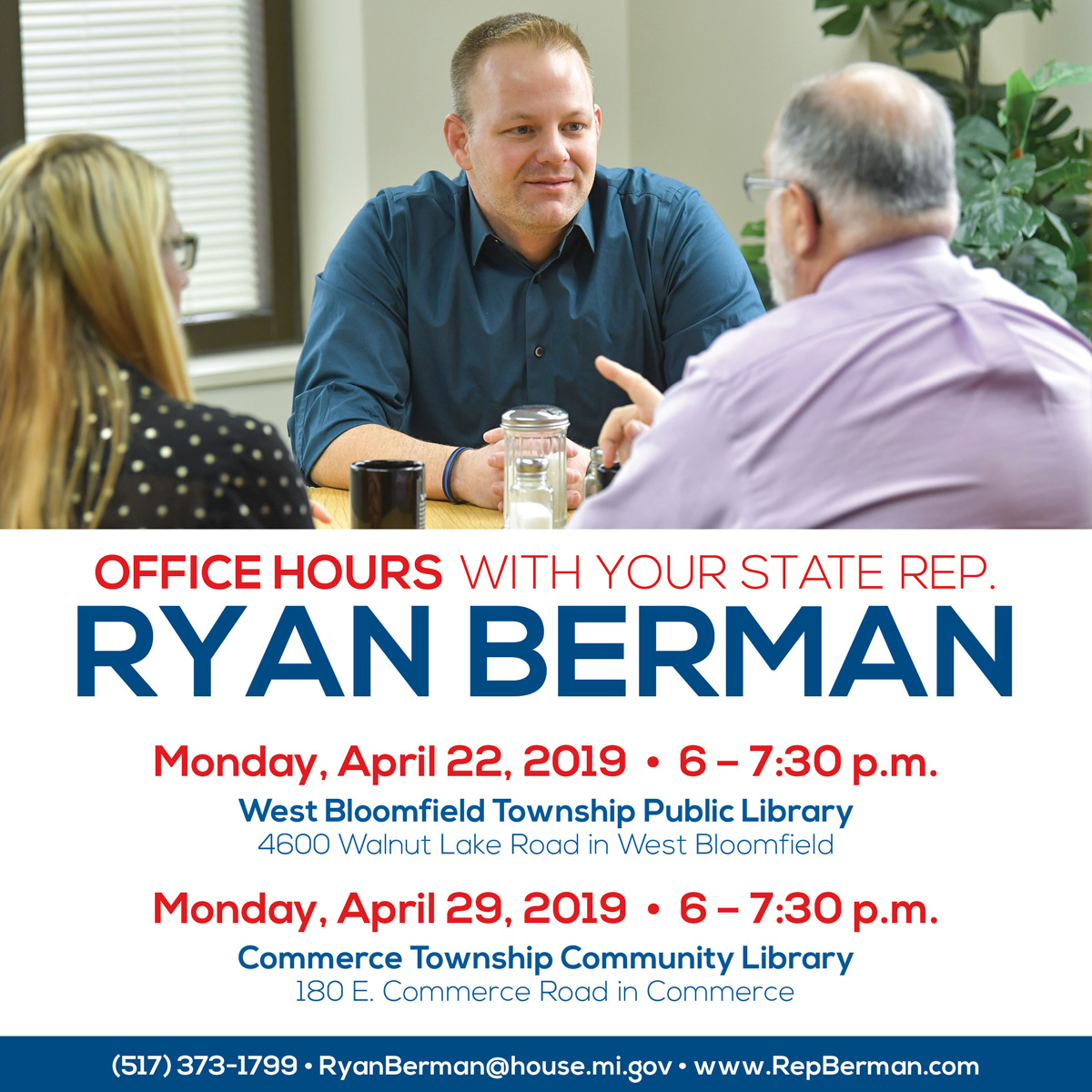 Rep. Berman announces April office hours - MI House Republicans