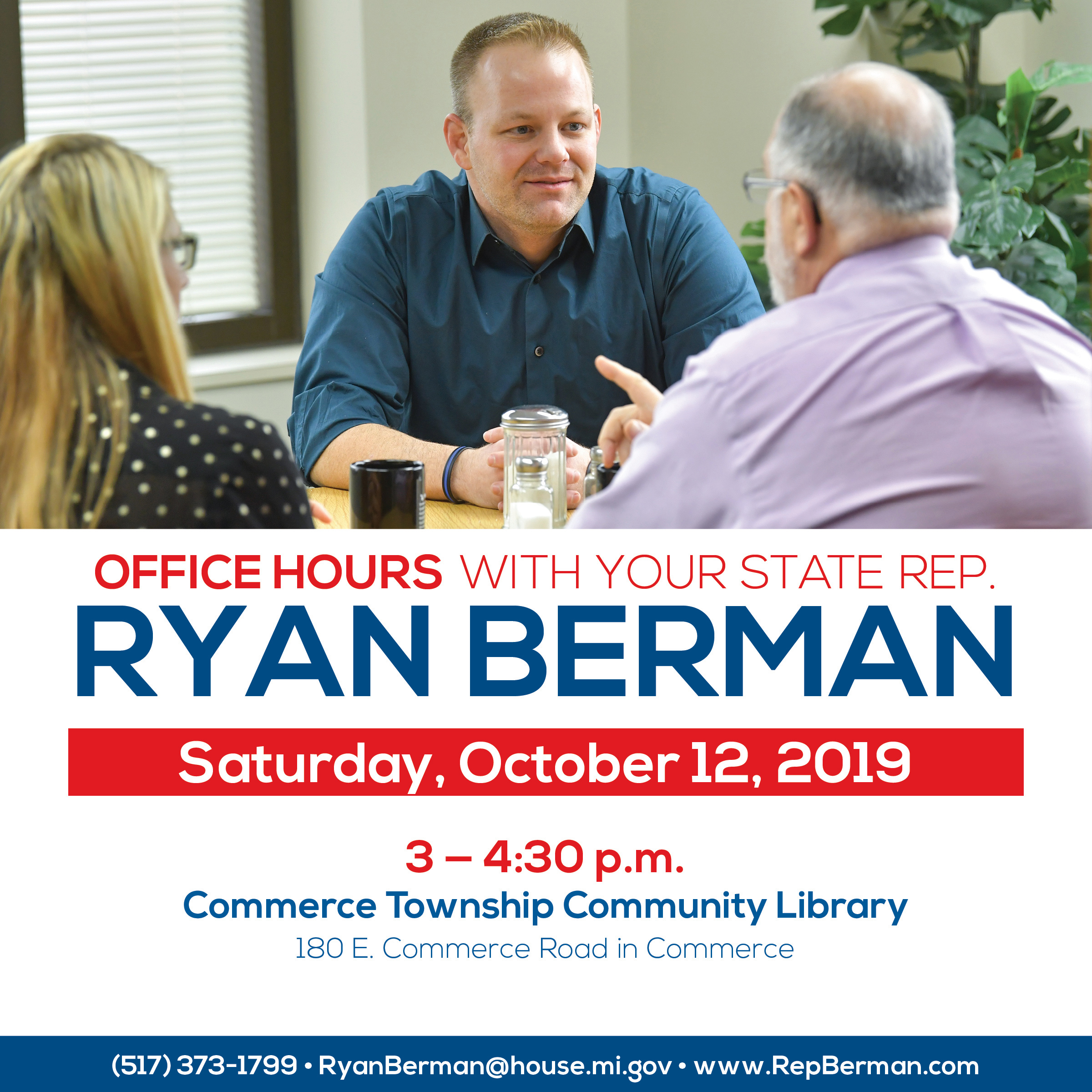 Rep. Berman announces October office hours - MI House Republicans