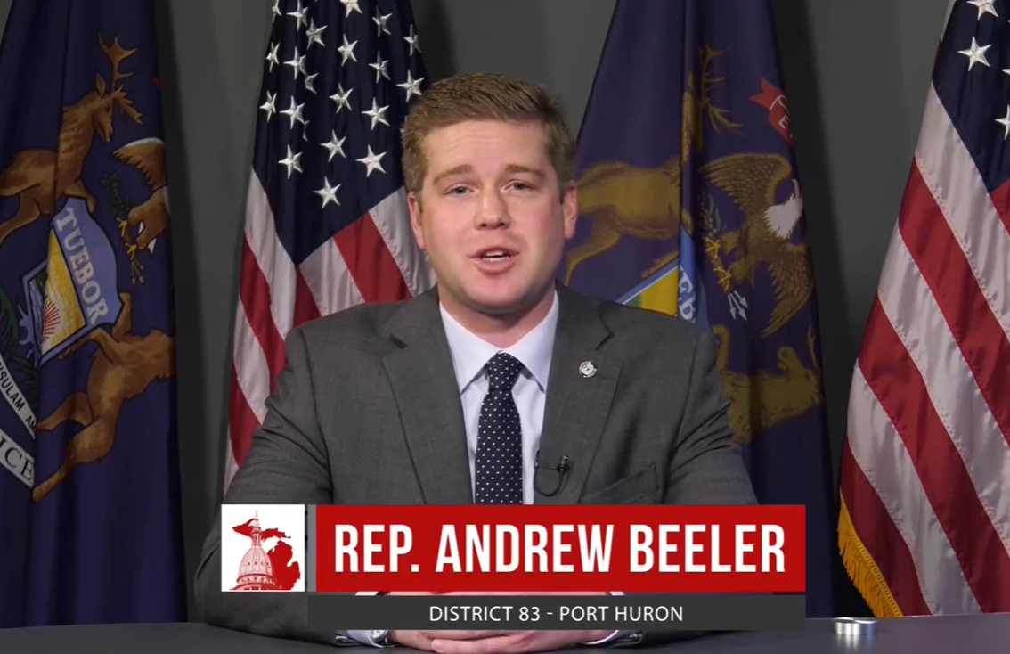 State Rep. Andrew Beeler, R-Port Huron; video on the Unlock Michigan ...