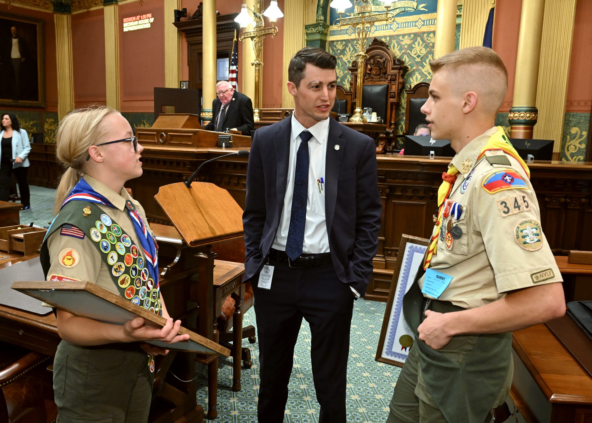 Rep. Outman honors Belding Eagle Scout siblings at state Capitol